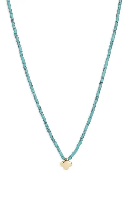 Argento Vivo Puffy Clover Turquoise Beaded Pendant Necklace - Gold