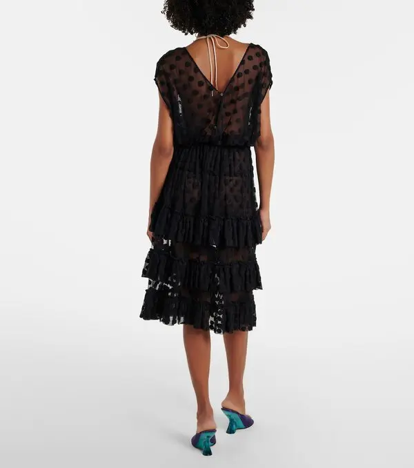 Dries Van Noten Polka-dot Cotton-blend Tiered Midi Dress