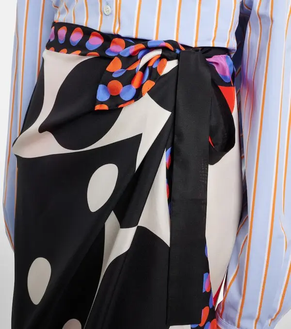 Dries Van Noten Printed Silk Wrap Skirt