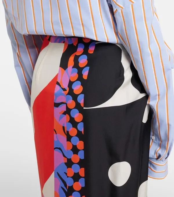 Dries Van Noten Printed Silk Wrap Skirt