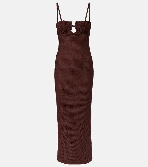 MONTCE Petal Crochet Maxi Dress - Brown