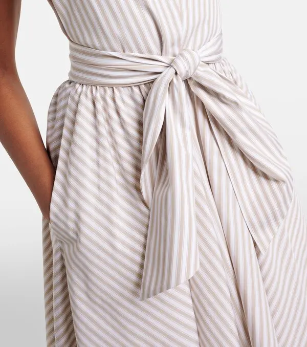 PATOU Striped Halterneck Midi Dress - Beige