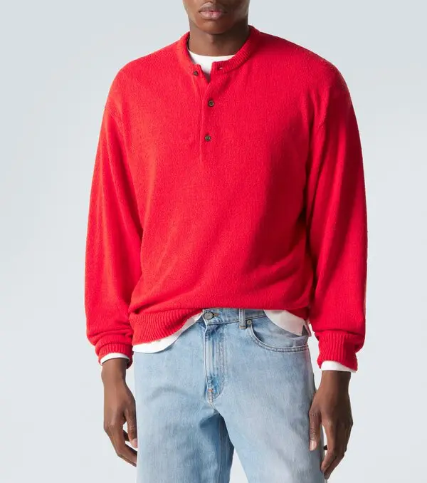 A.PRESSE Ribbed Silk Buttoned Sweater