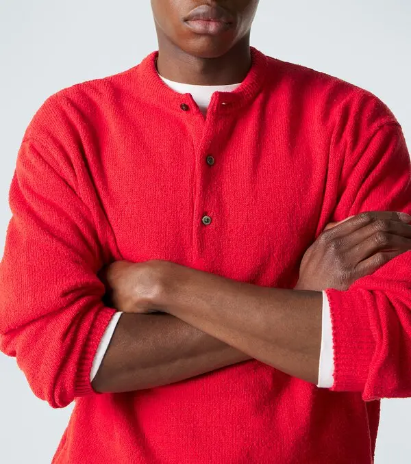A.PRESSE Ribbed Silk Buttoned Sweater