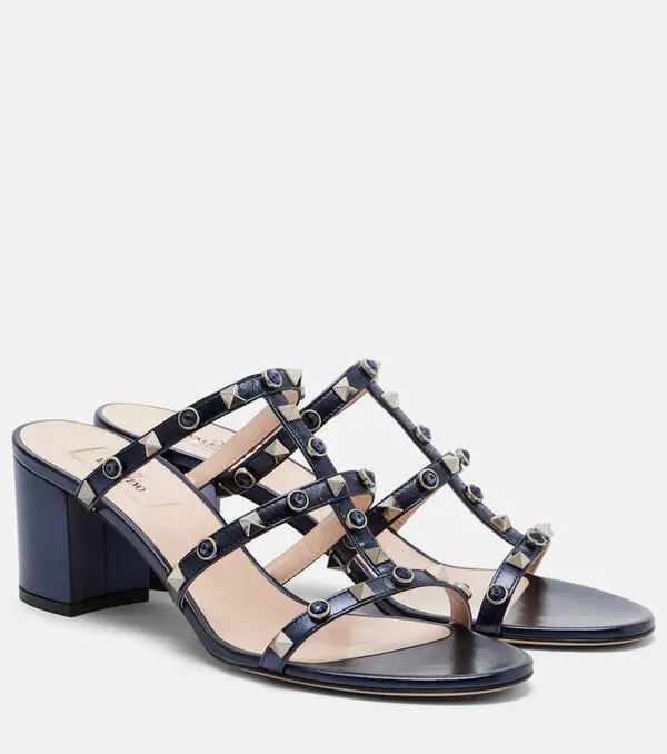 Valentino Garavani Rockstud Leather Sandals - Blue