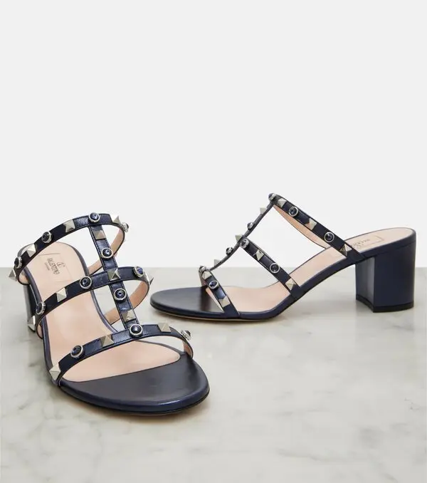 Valentino Garavani Rockstud Leather Sandals - Blue