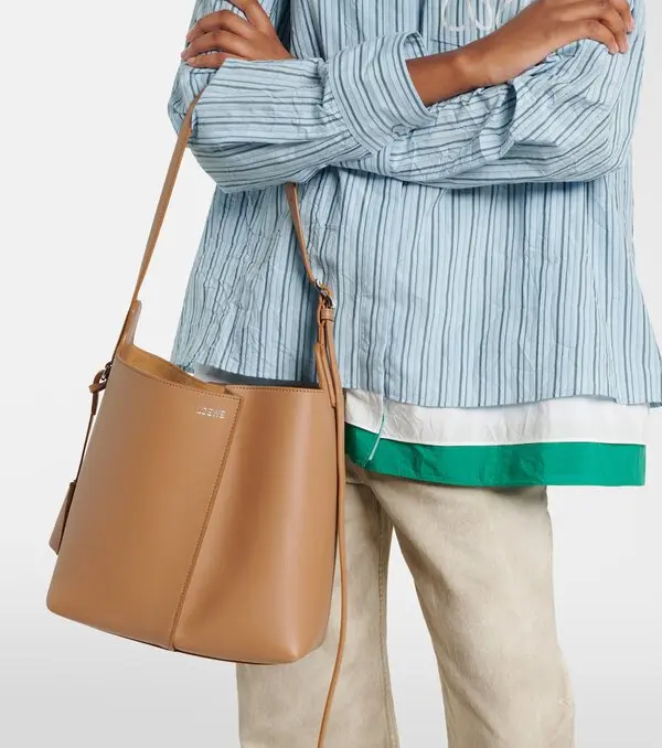 Loewe Medium Leather Bucket Bag - Brown