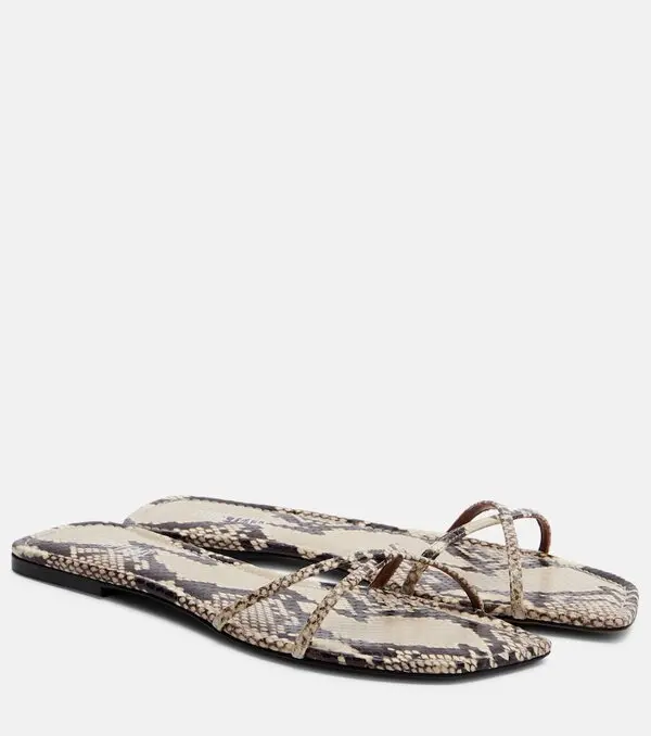 Paris Texas Biarritz Snake-effect Leather Sandals - Beige
