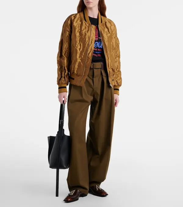 Loewe Taffeta Bomber Jacket - Brown