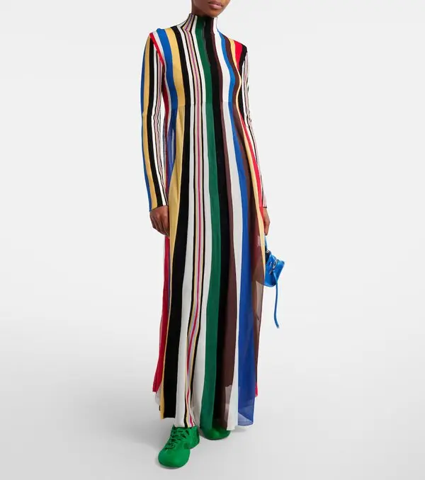 Loewe Ribbed-knit Striped Maxi Dress - Multicoloured