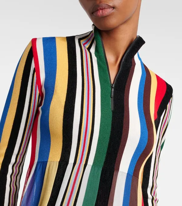 Loewe Ribbed-knit Striped Maxi Dress - Multicoloured
