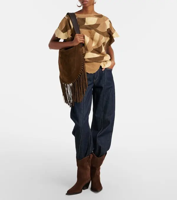 Paris Texas Dakota Suede Cowboy Boots - Brown
