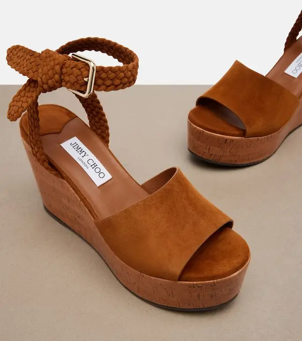JIMMY CHOO Jori Suede Platform Sandals - Brown