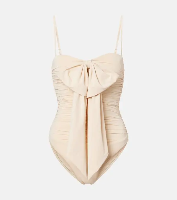 Zimmermann Bow-detail Draped Swimsuit - White