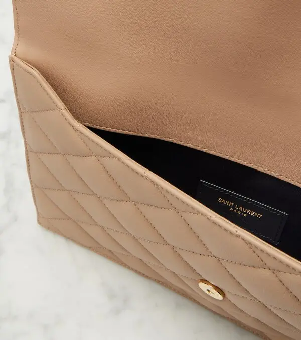 Saint Laurent Paris Cassandre Leather Pouch - Beige