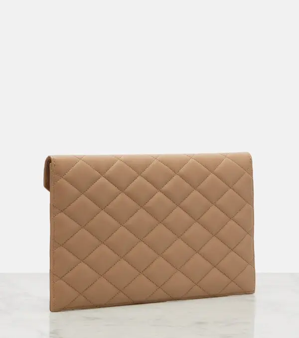 Saint Laurent Paris Cassandre Leather Pouch - Beige