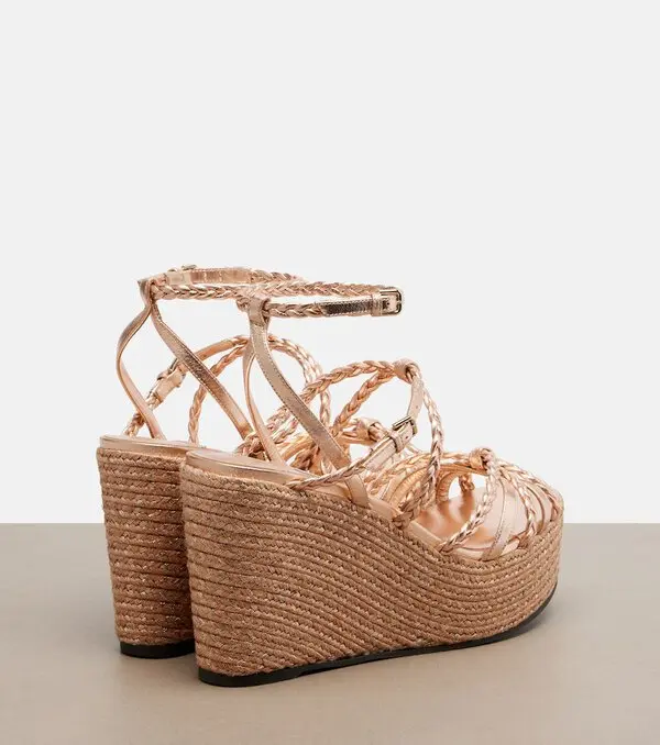 JIMMY CHOO Nyra Braided Espadrille Wedges - Pink