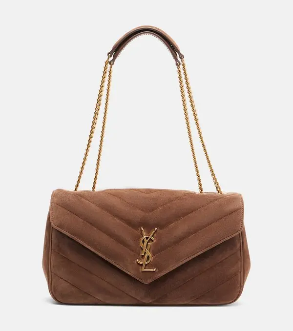 Saint Laurent Loulou Medium Suede Shoulder Bag - Brown