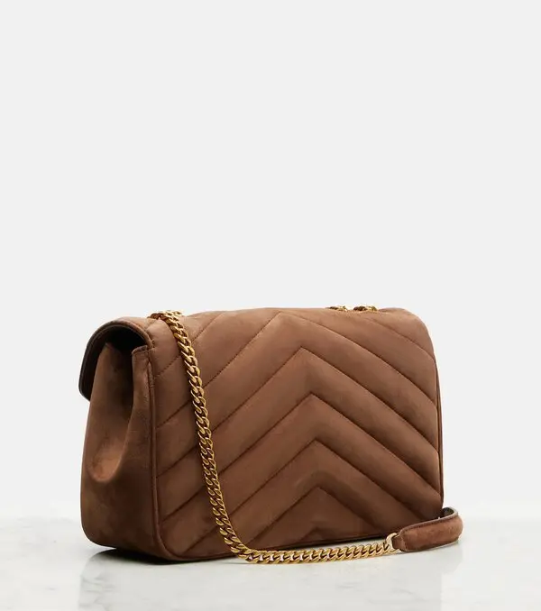 Saint Laurent Loulou Medium Suede Shoulder Bag - Brown
