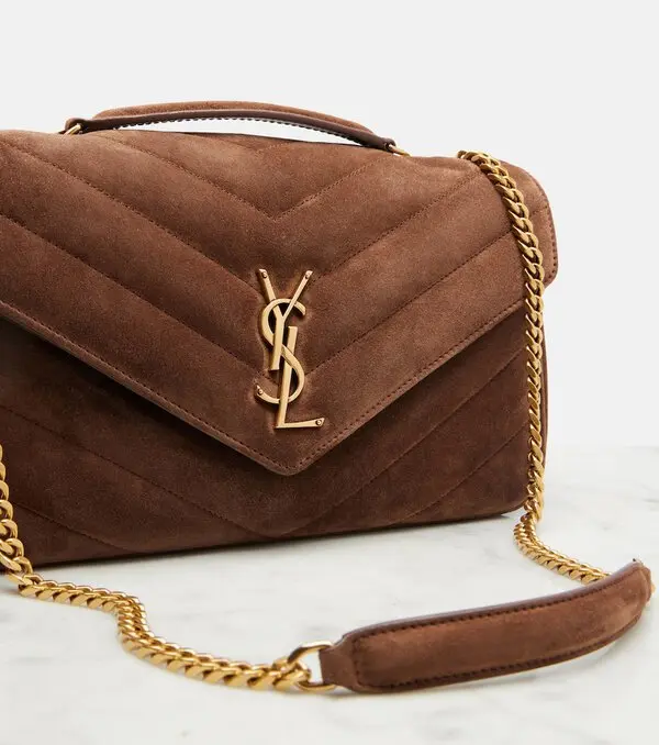 Saint Laurent Loulou Medium Suede Shoulder Bag - Brown