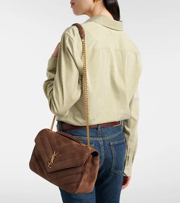 Saint Laurent Loulou Medium Suede Shoulder Bag - Brown