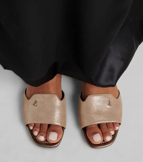 JIMMY CHOO Dina Leather Slides