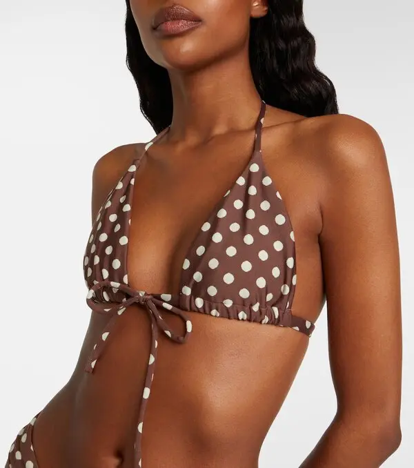 MONTCE Emma Polka-dot Bikini Top - Brown
