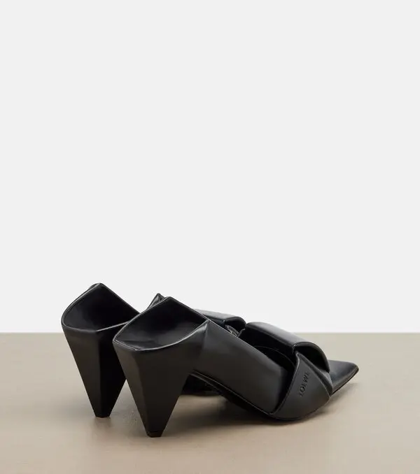 Loewe Origami Leather Mules - Black