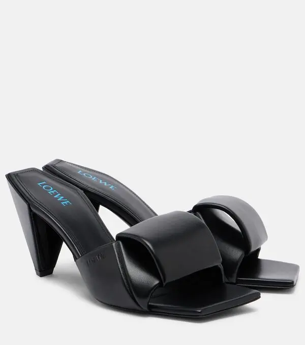 Loewe Origami Leather Mules - Black