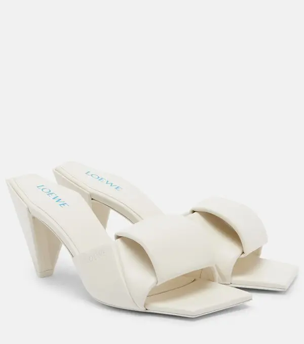 Loewe Origami Leather Mules - White