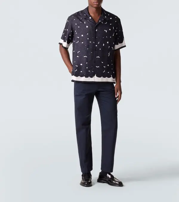 Givenchy Floral Silk Bowling Shirt - Blue