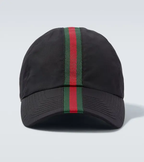 Gucci Web Stripe Canvas Baseball Cap - Black
