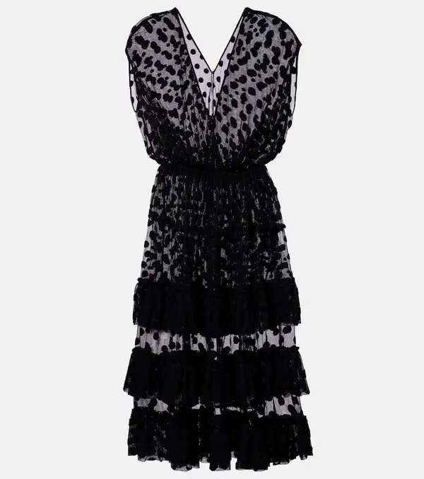 Dries Van Noten Polka-dot Cotton-blend Tiered Midi Dress