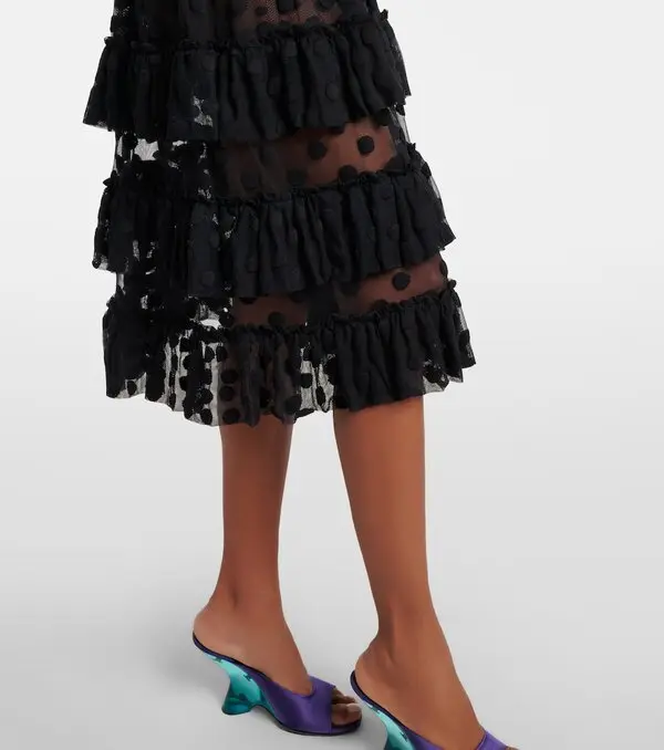 Dries Van Noten Polka-dot Cotton-blend Tiered Midi Dress