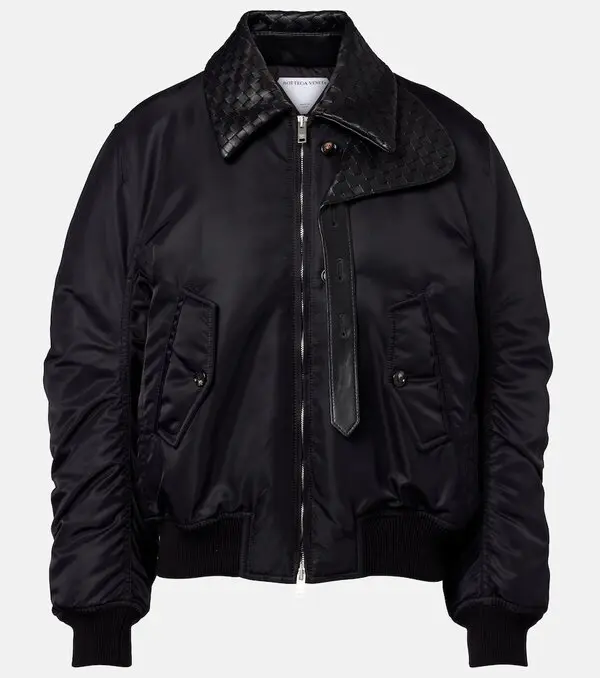 Bottega Veneta Intrecciato Leather-trimmed Blouson Jacket - Black