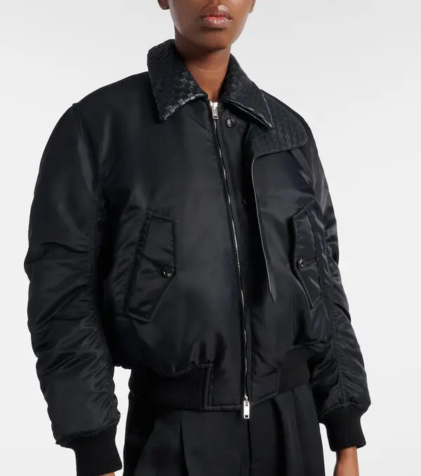 Bottega Veneta Intrecciato Leather-trimmed Blouson Jacket