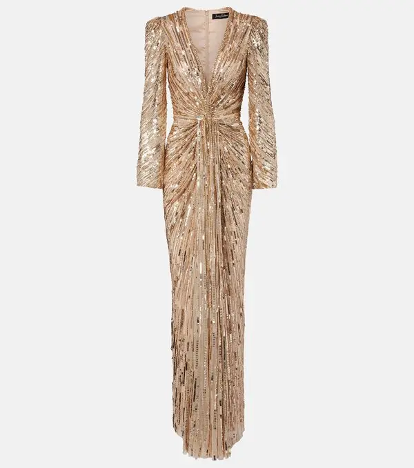 Jenny Packham Darcy Embellished Gown - Beige