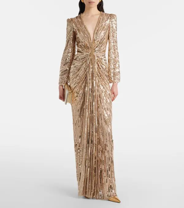 Jenny Packham Darcy Embellished Gown - Beige