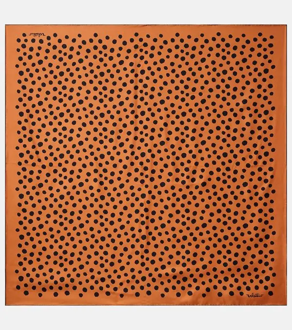Valentino Garavani Polka-dot Silk Twill Scarf - Orange
