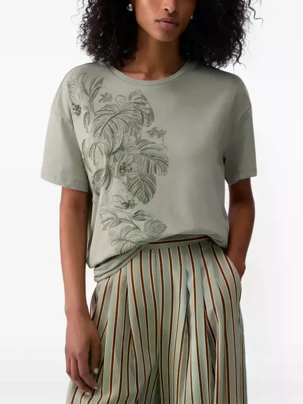Liu Jo Beaded Floral Embellishment T-shirt