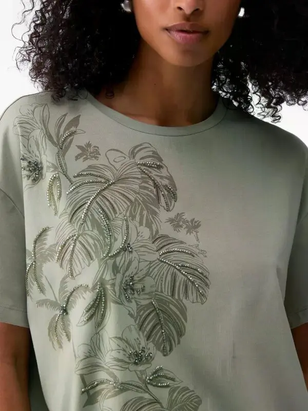 Liu Jo Beaded Floral Embellishment T-shirt