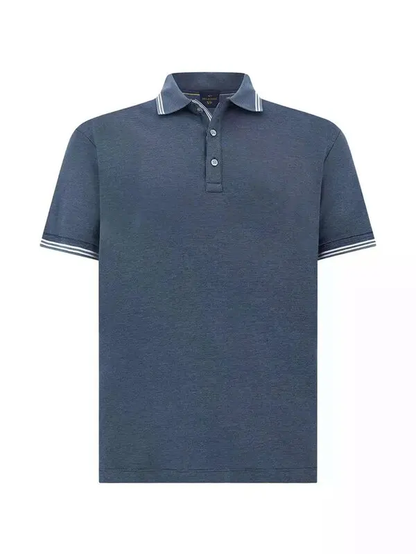 Paul & Shark Striped-trim Polo Shirt - Blue