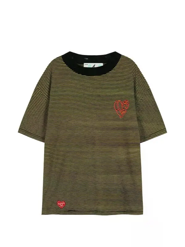 Andersson Bell Striped Heart-embroidered T-shirt