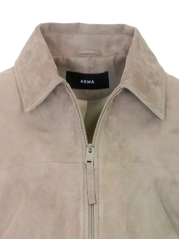 ARMA Loua Suede Bomber Jacket - Neutrals