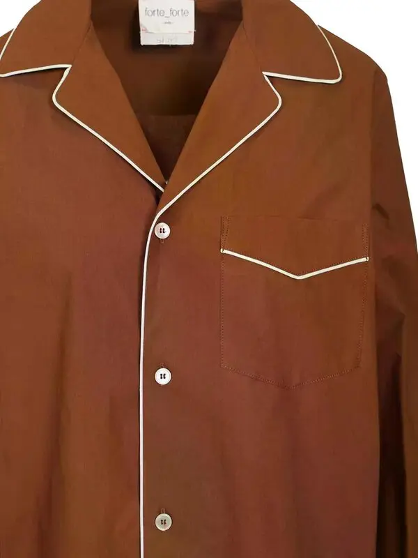 FORTE_FORTE Piping-trim Shirt - Brown