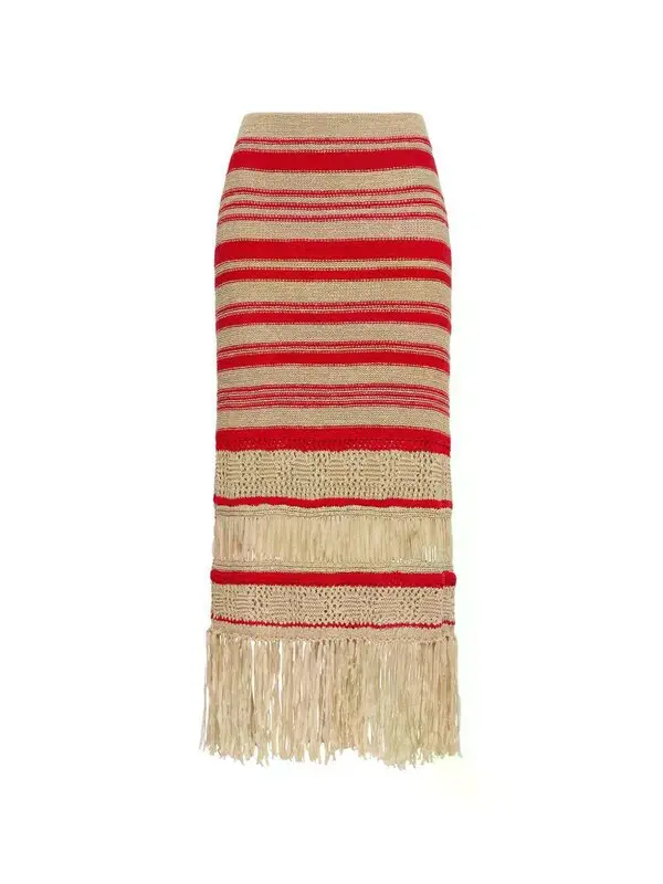 Malìparmi Fine-knit Skirt With Fringed Hem
