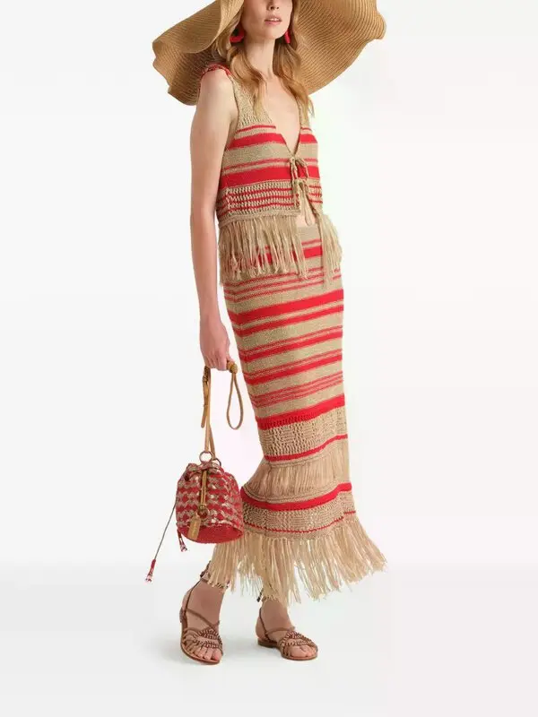 Malìparmi Fine-knit Skirt With Fringed Hem