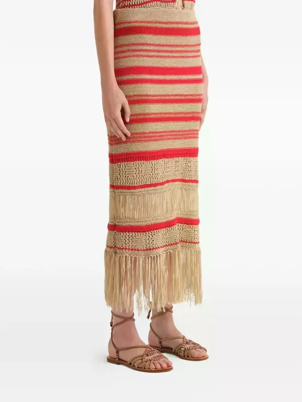 Malìparmi Fine-knit Skirt With Fringed Hem