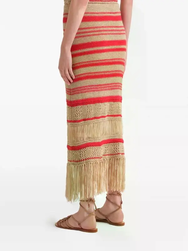 Malìparmi Fine-knit Skirt With Fringed Hem