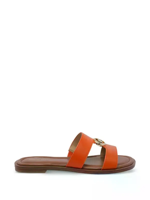 Michael Kors Logo Medallion Leather Sandals